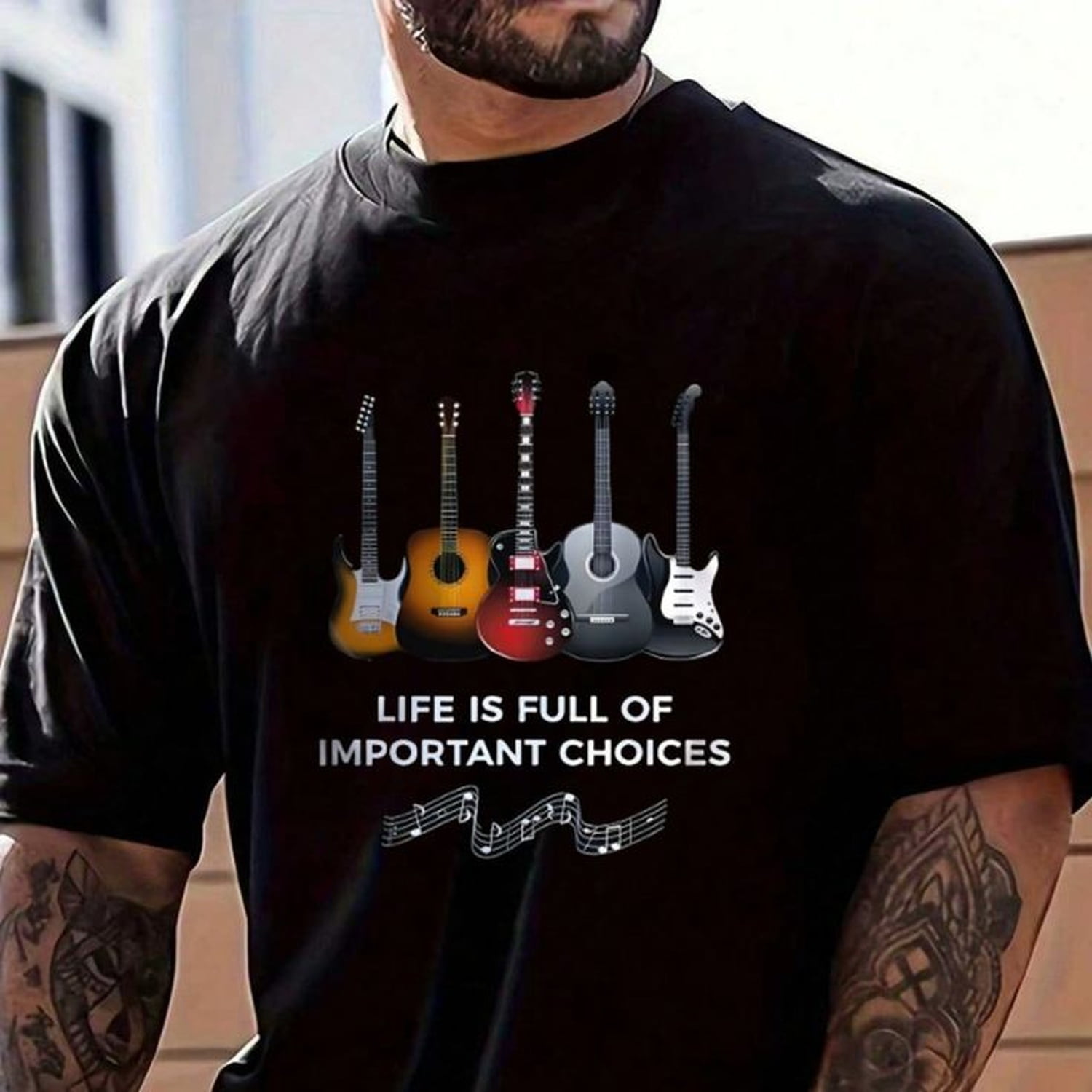 Guitar Themed Quote Graphic Prinasual T1EE,Comfortable C1Asual S1Hort ...