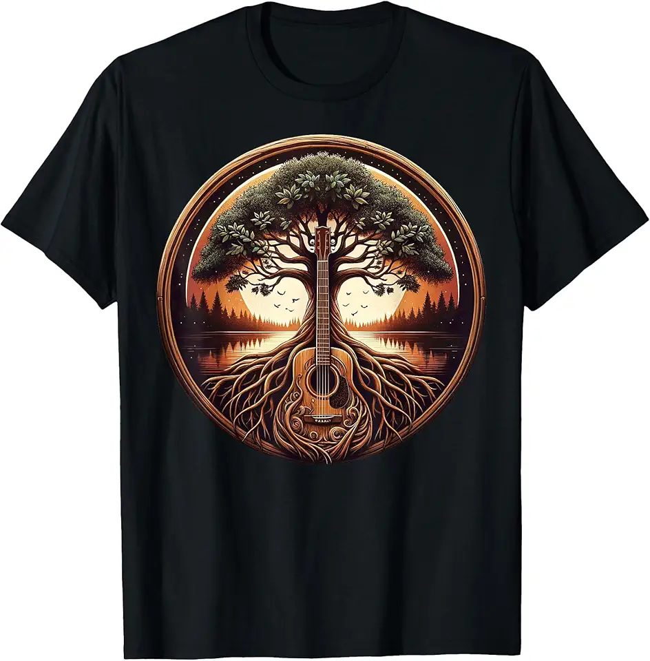 Guitar Tree of Life Roots Music Unisex Short Sleeve Graphic T-Shirt ...