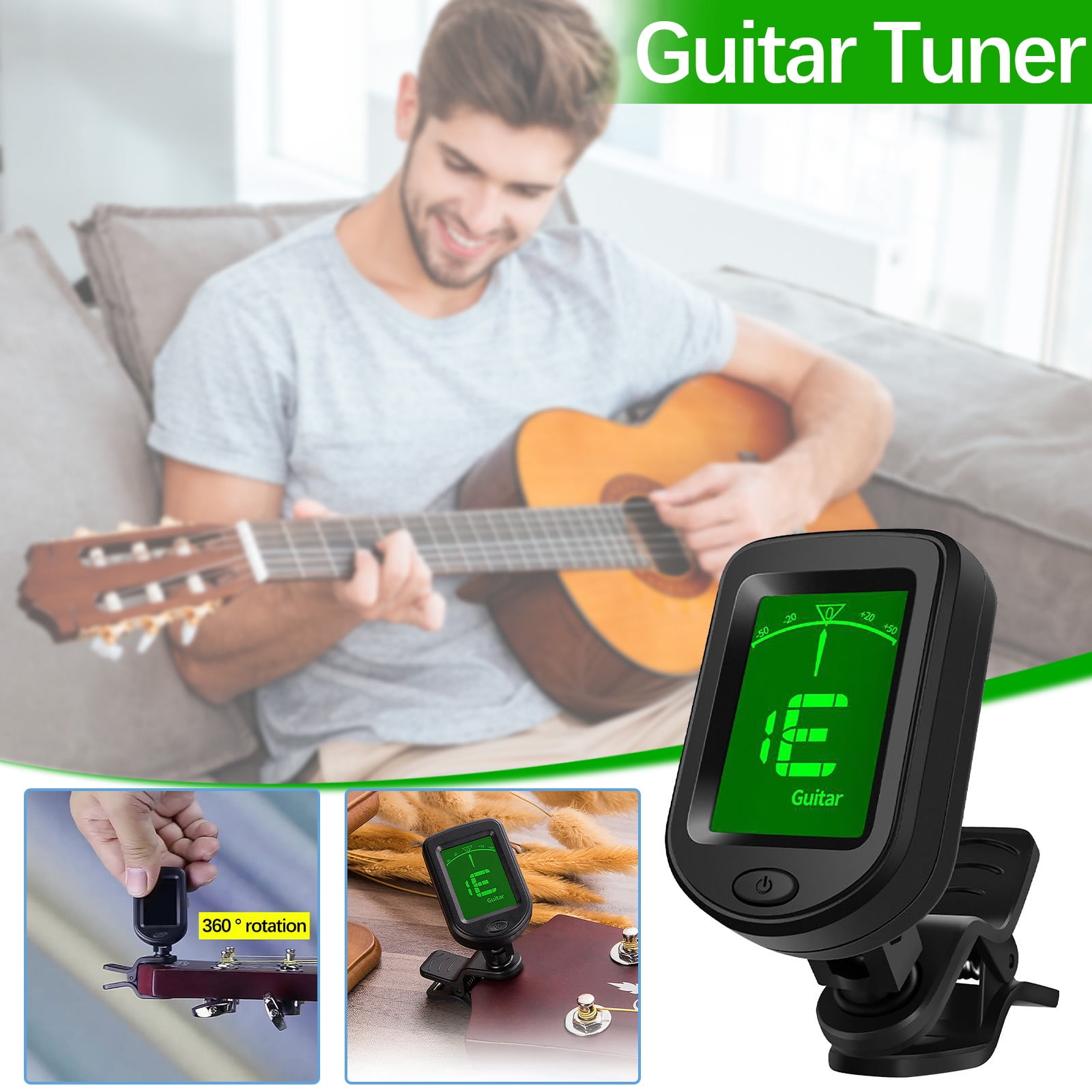 Guitar Tuner Rechargeable Clip On Tuner For Ukulele, Violin And ...