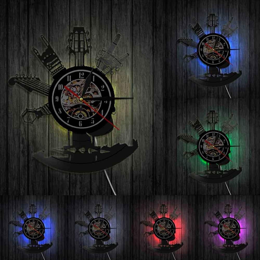 Guitar Vinyl Record Wall Clock Musical Instruments Gifts For Rock Music ...