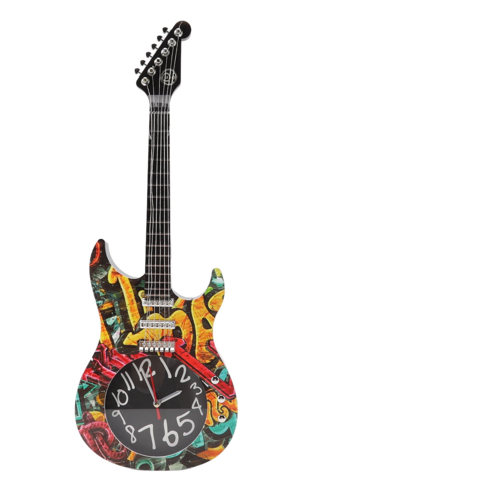 LIYJTK Guitar Wall Clock, Plastic Decor, Quartz Movement, Battery ...