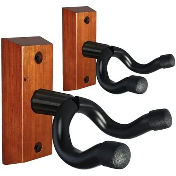 Guitar Wall Mount 2 Pack, Mahogany Wood Guitar Hanger, U-Shaped Guitar ...