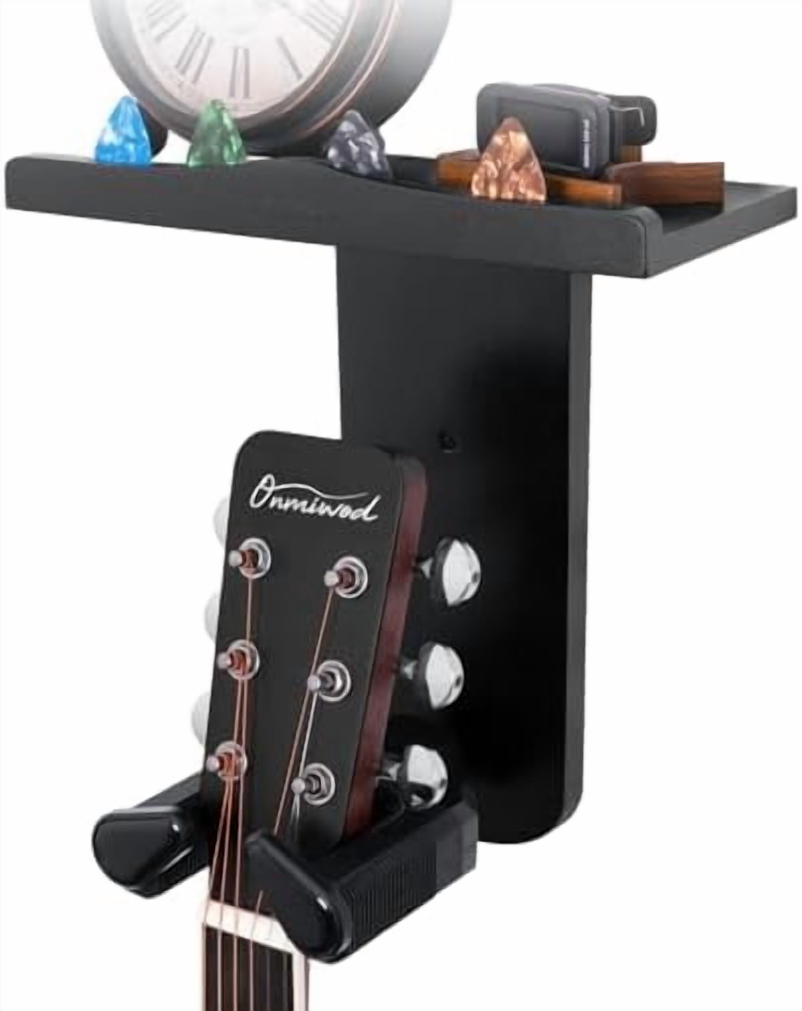 Guitar Wall Mount, Auto Lock Guitar Hanger, Black Wood Guitar Wall ...