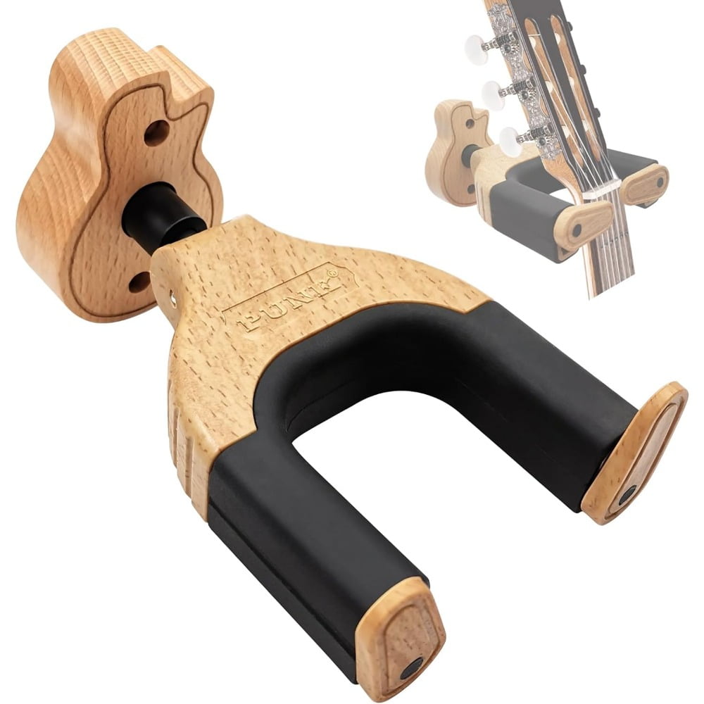 Guitar Wall Mount, Auto Lock Guitar Wall Hanger Guitar Holder Hard Wood ...