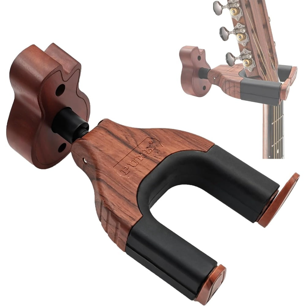 Guitar Wall Mount, Auto Lock Guitar Wall Hanger Guitar Holder Hard Wood ...