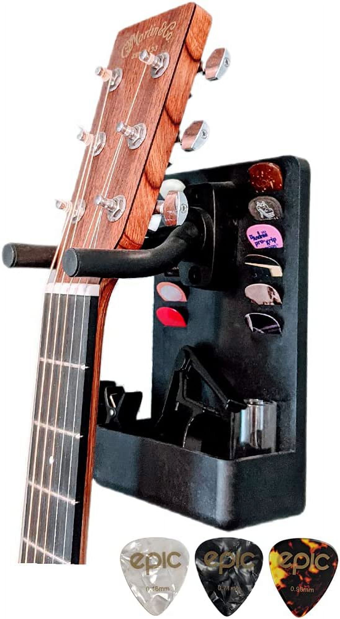 Guitar Wall Mount Hanger Black with Large Storage Compartment Shelf for ...