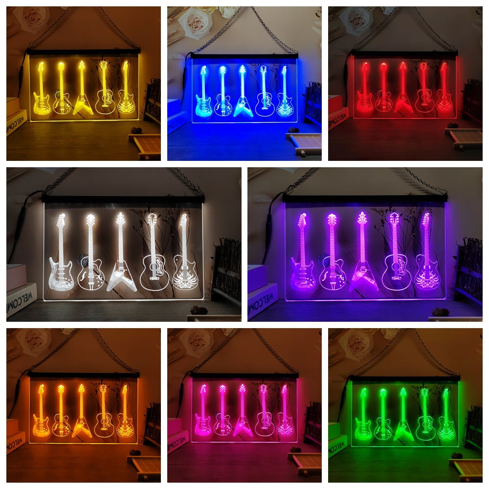Guitar Weapons Band Room Vintage LED Neon Sign-Posters,3DCarving,Wall ...
