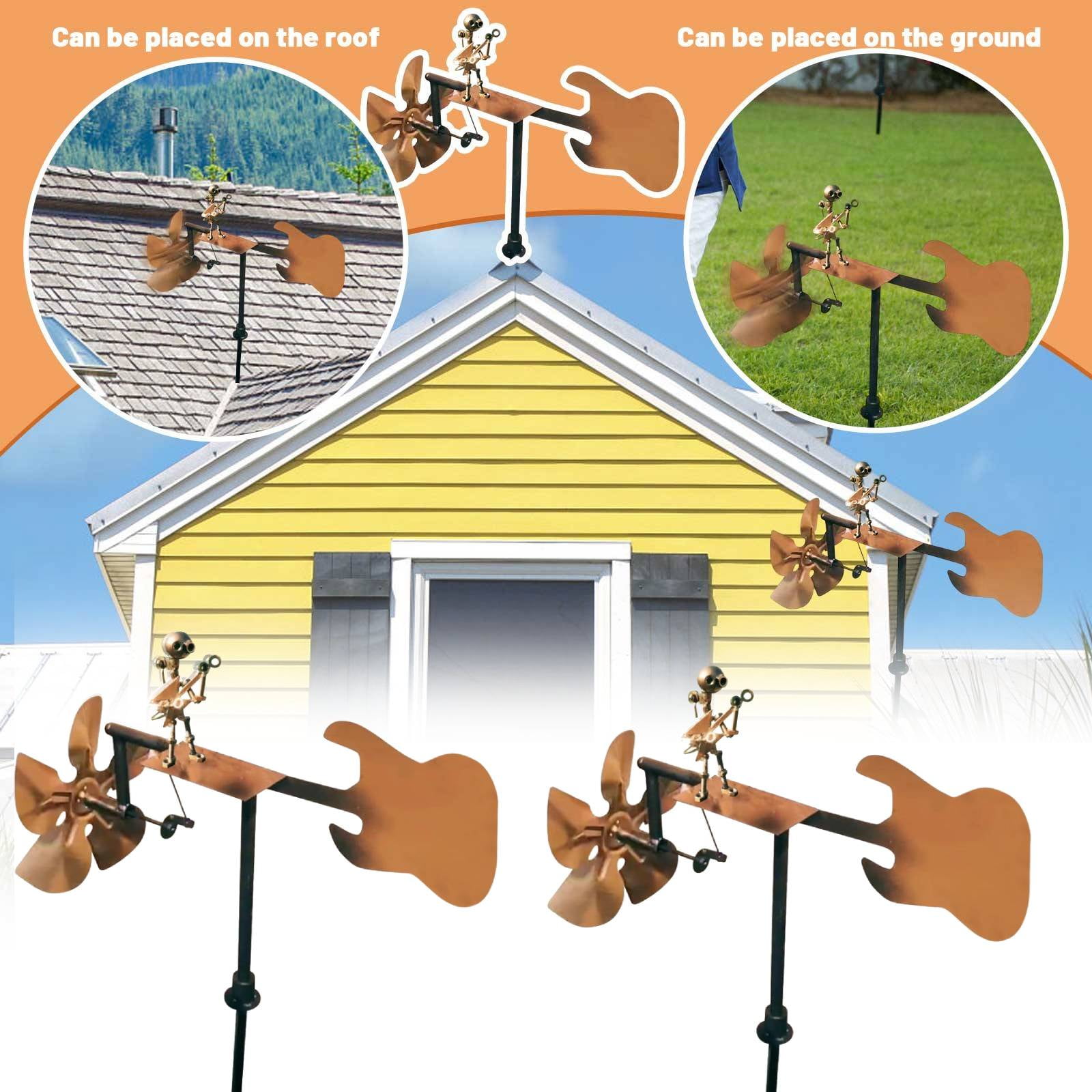 Guitar Windmill Metal Steampunk Drummer Windmill Garden Decoration ...