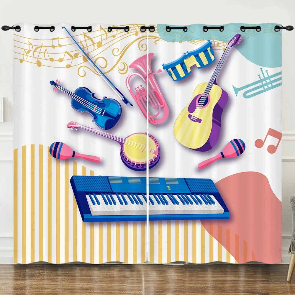 Guitar Window Drapes Rock Music Themed Curtains for Bedroom Living Room ...
