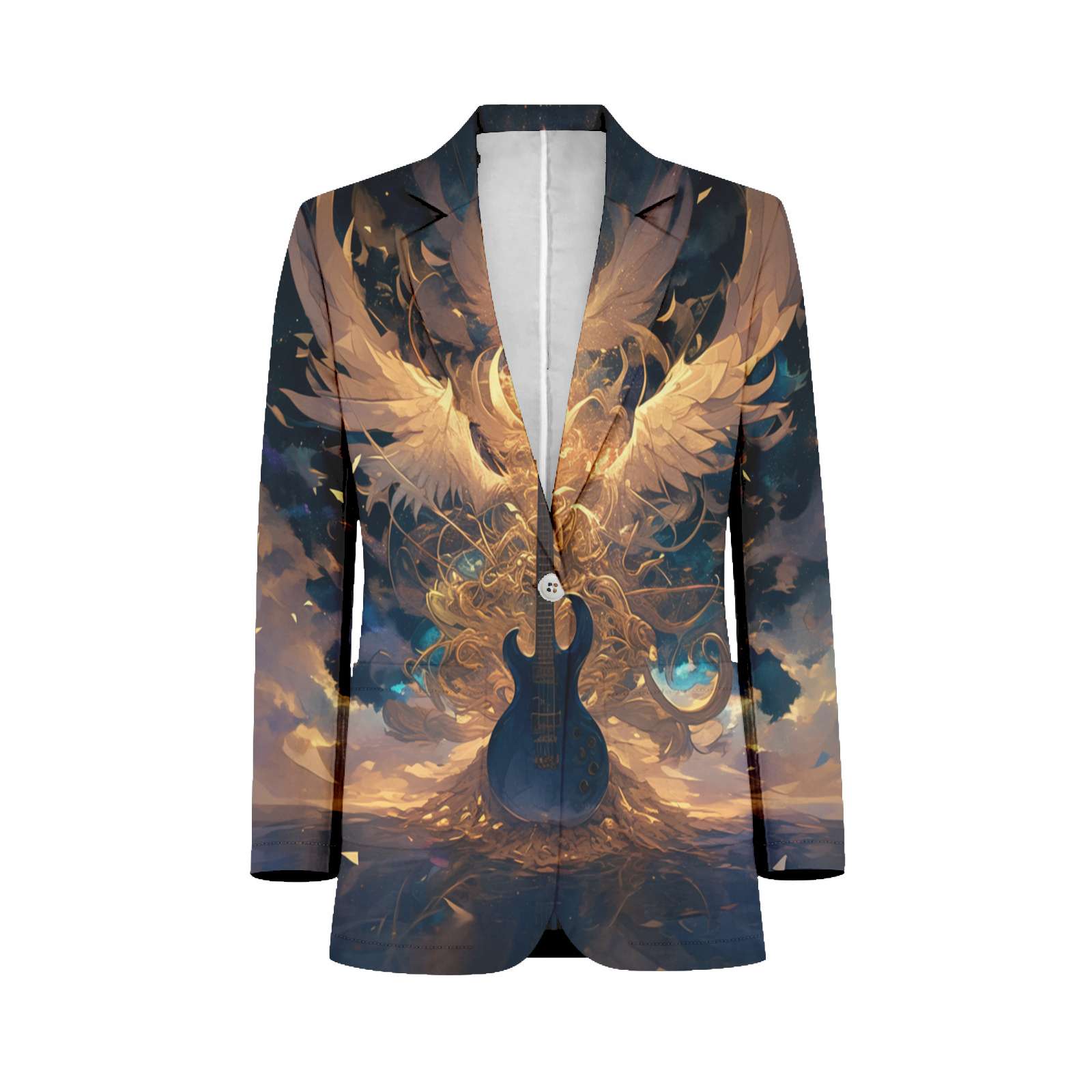 Guitar Wings Melody Of Music Mens Suits Shawl Collar Slim Fit Suit Mens ...