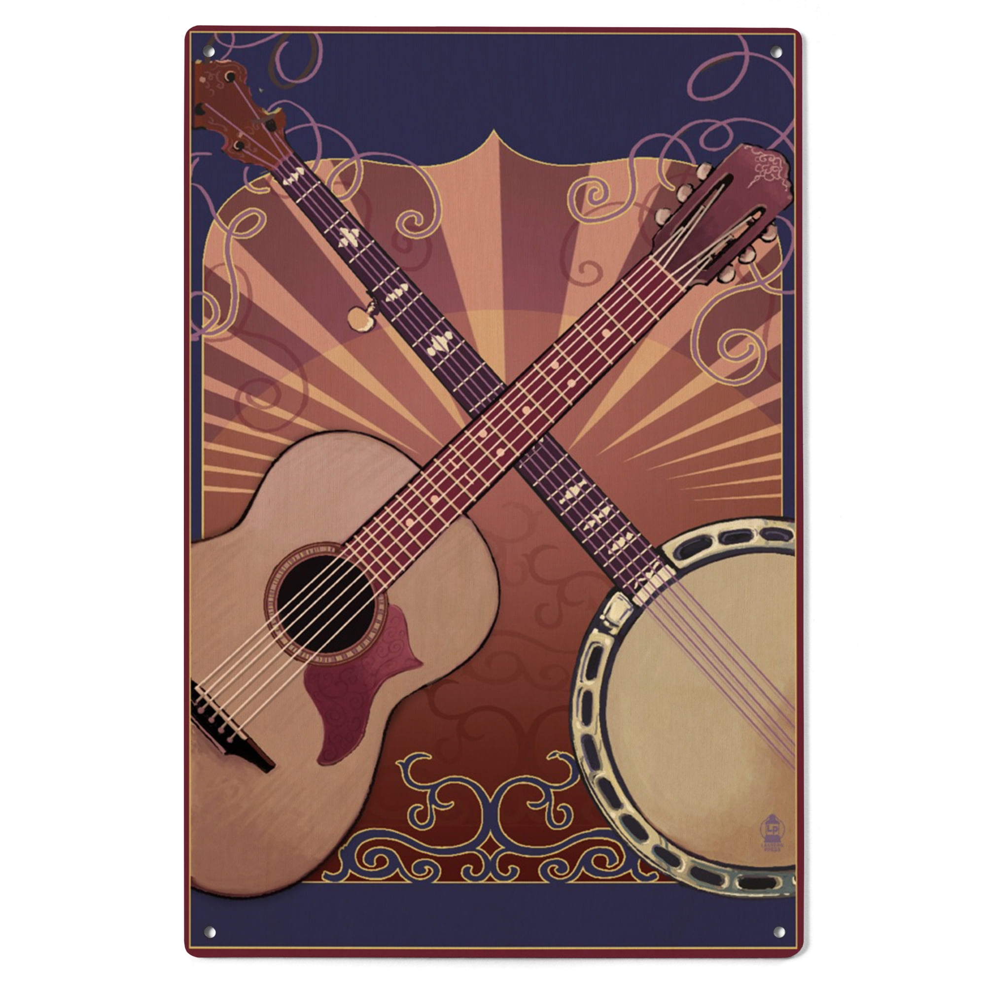 Guitar and Banjo Birch Wood Wall Sign (6x9 Rustic Home Decor, Ready to ...