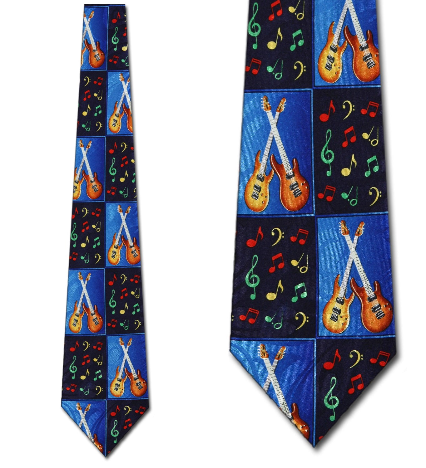 Guitar and Music Notes Panel Necktie Mens Tie by S - Walmart.com