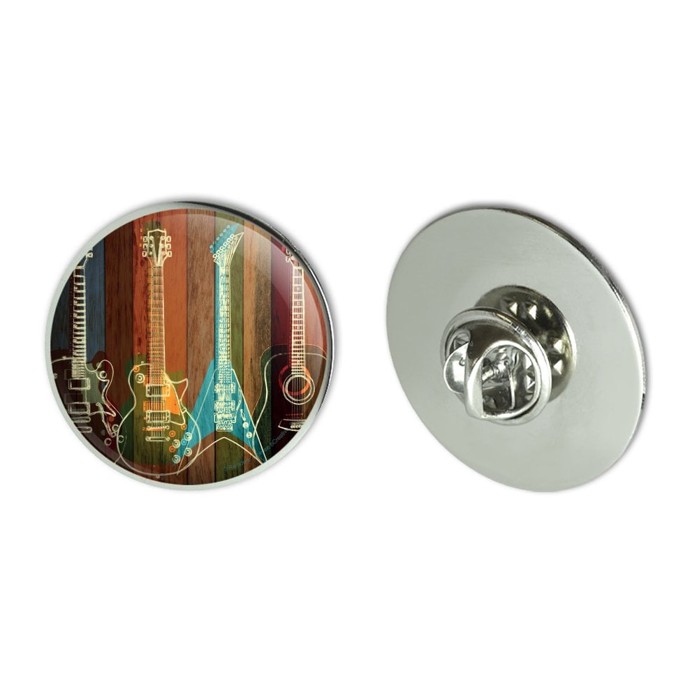 Guitars Electric Acoustic Rock and Roll Wood Paneling Metal 1.1" Tie ...