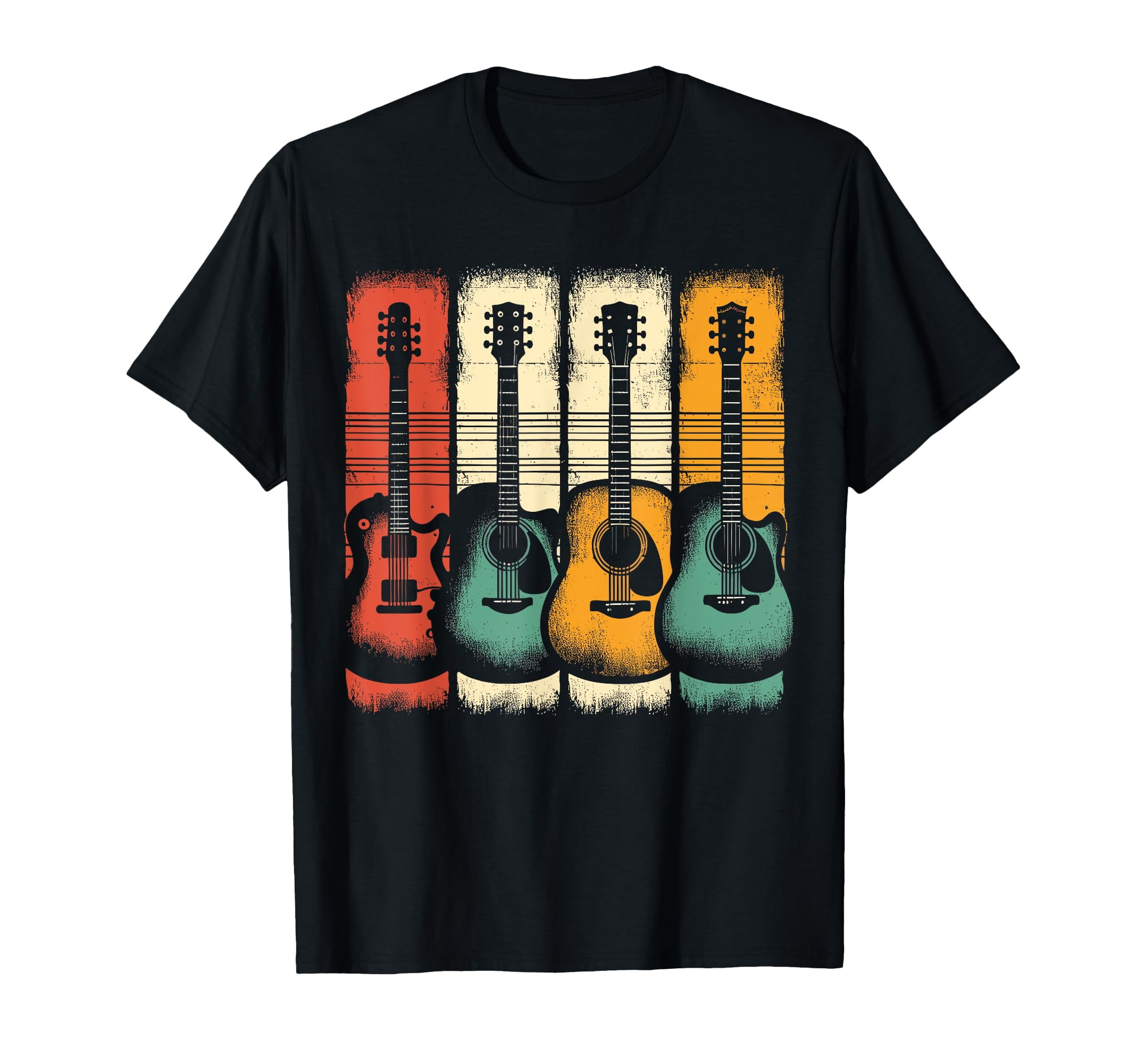Guitars Music Vintage Guitar T-Shirt for Men Women Cotton Top Tee ...