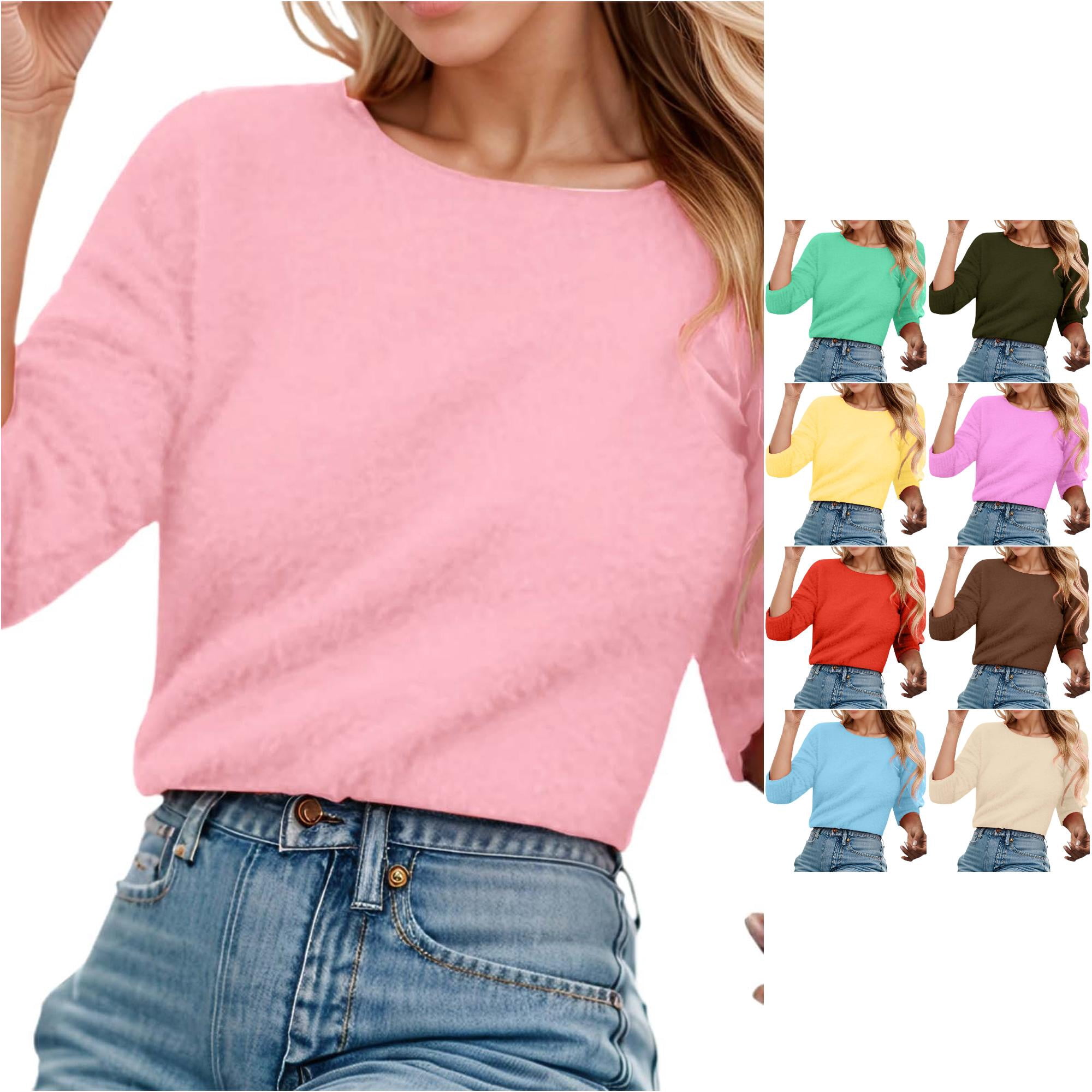 Guitiannn Women's Solid Color Fashion Long Sleeve Sweater Top V Neck ...