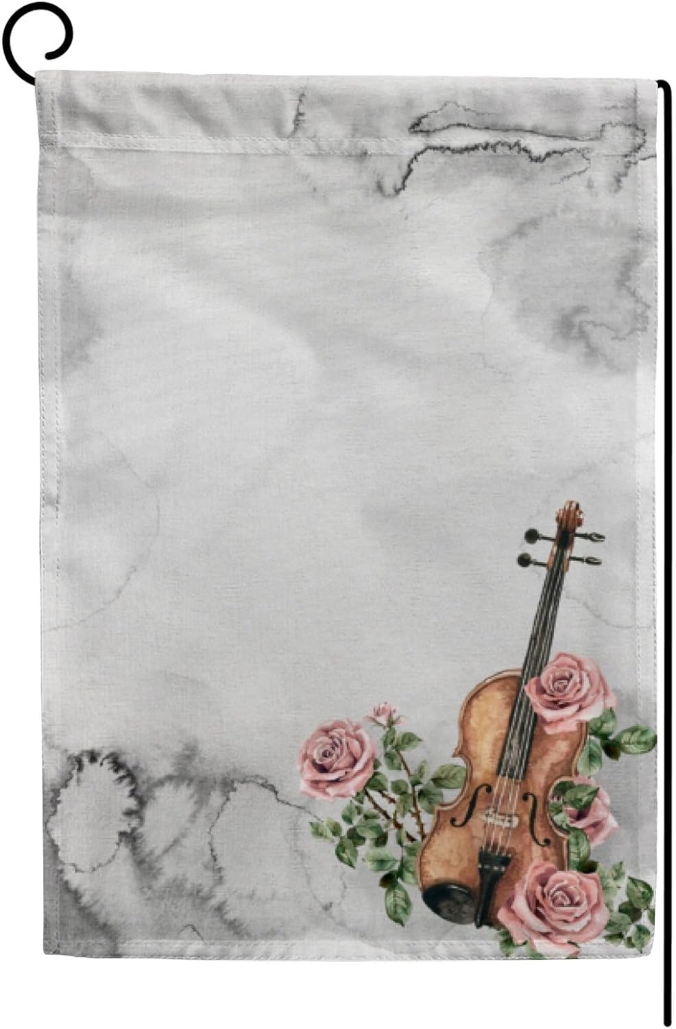 Guitong Garden Flags Music Instrument Violin Soft Pink Roses Yard Flag ...