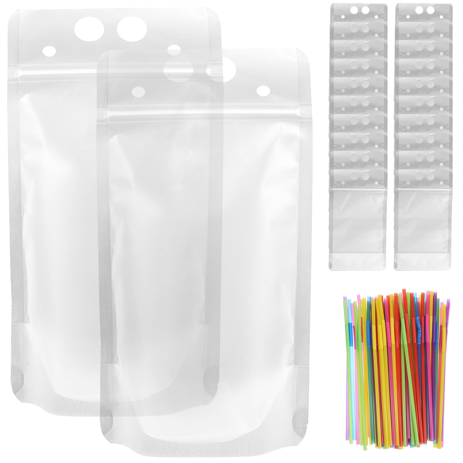 Guiyong 100Pcs Refillable Drink Pouch for Festivals Clear Travel Drinks ...
