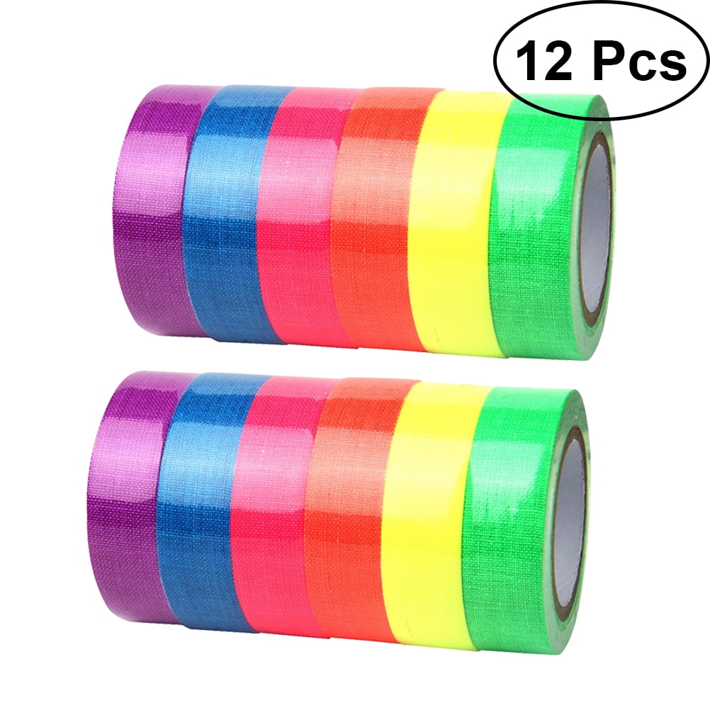 Guiyong 12 Rolls of Fluorescent Tape Neon Blacklight Tape for Party ...