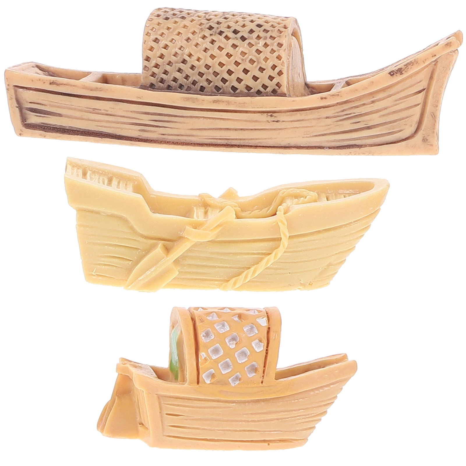Guiyong 3pcs Miniature Resin Boat Figurines Mini Boat Models Doll House ...