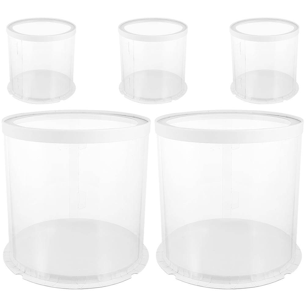 Guiyong 5pcs Round Cake Boxes Lidded Cake Display Container Round Cake ...