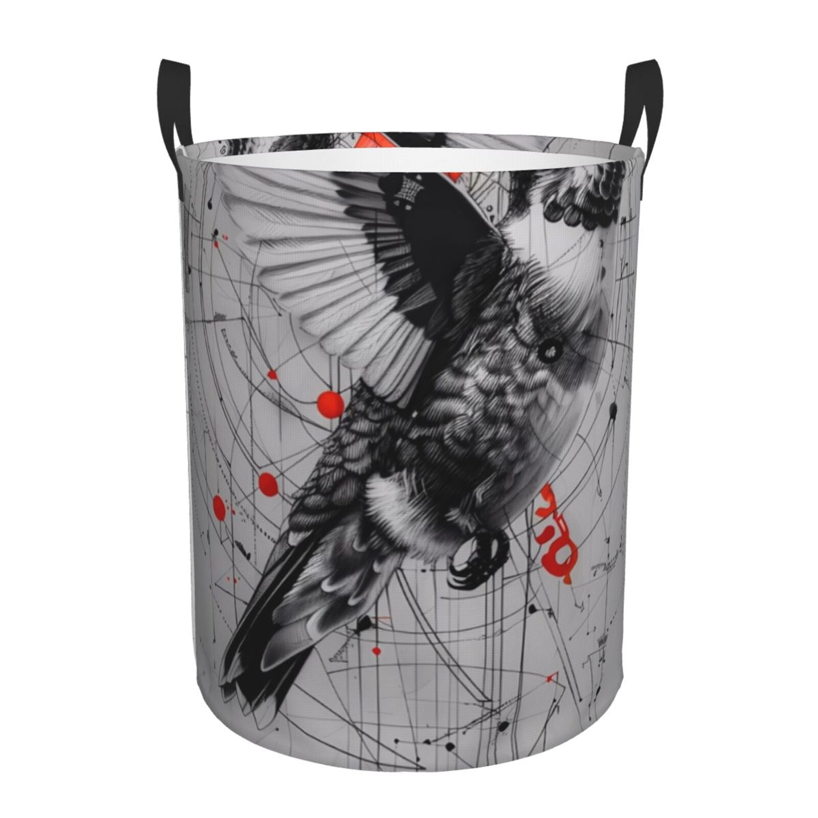 Gukieu Abstract Geometric Hummingbird Print Round Dirty Clothes Bag ...