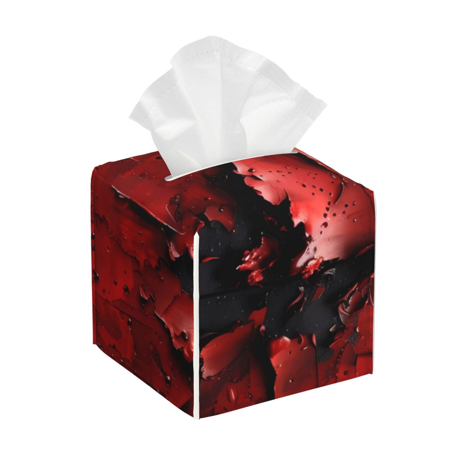 Gukieu Abstract Red Textured Canvas Print Leather Tissue Box, PVC ...