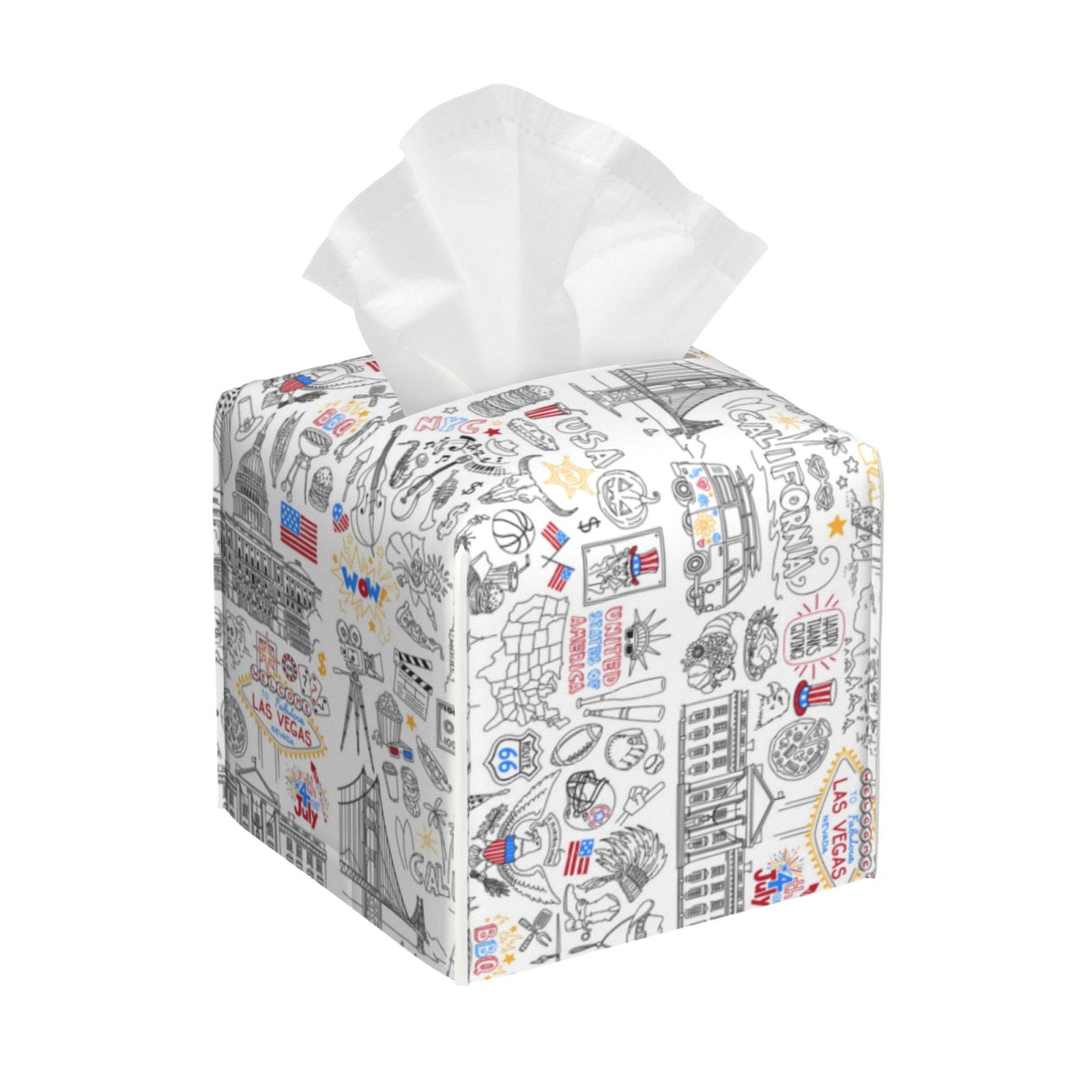 Gukieu America Landmarks2 Print Leather Tissue Box, PVC Waterproof ...