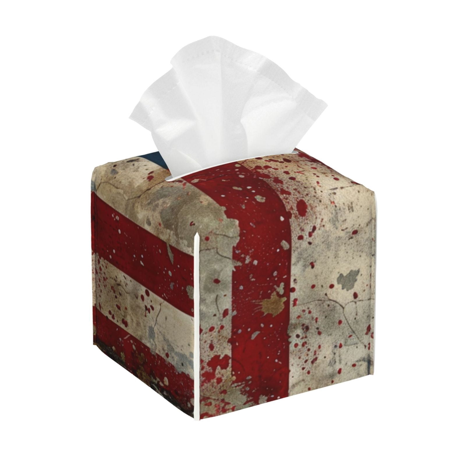 Gukieu American Flag1 Print Leather Tissue Box, PVC Waterproof Velcro ...