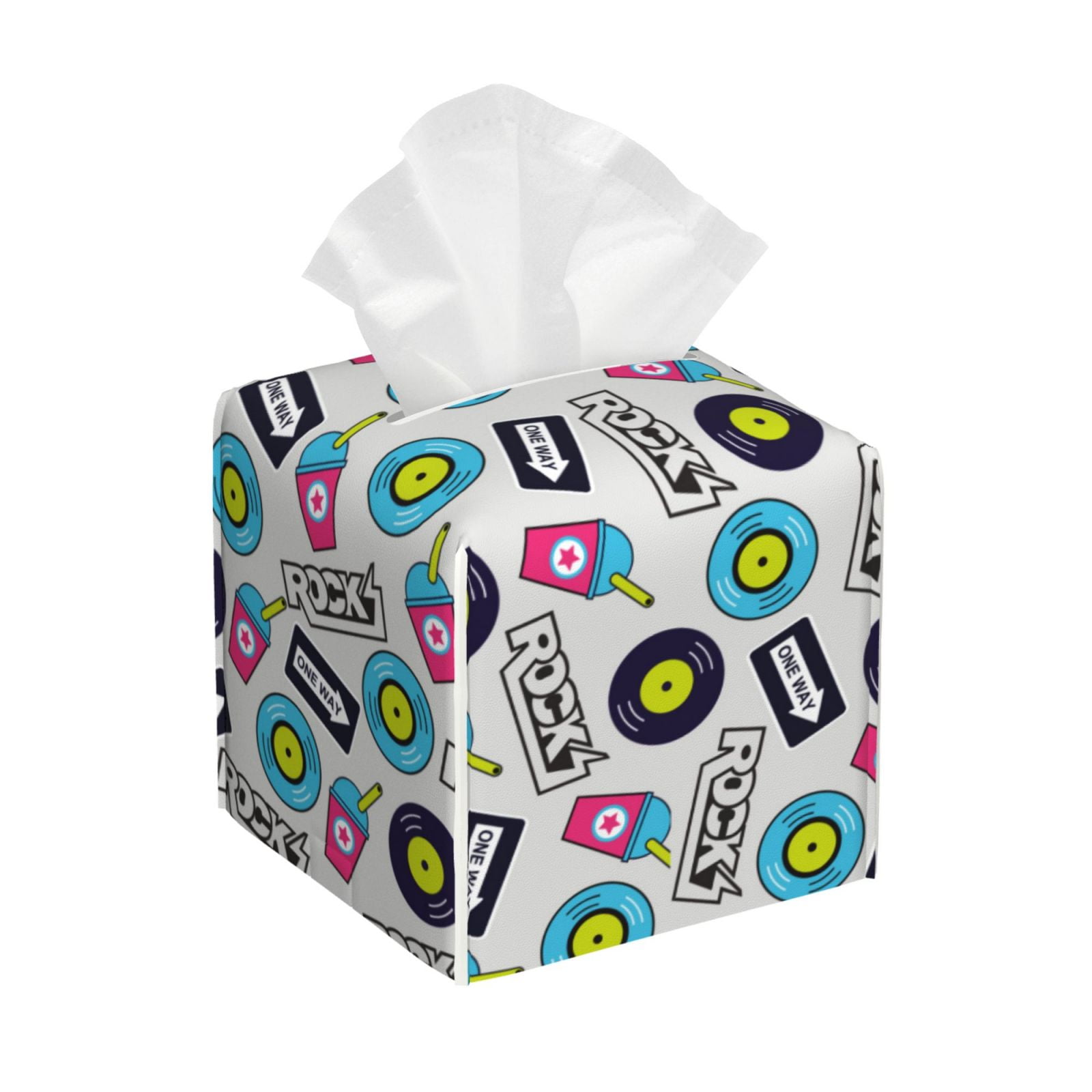 Gukieu American Musical Print Leather Tissue Box, PVC Waterproof Velcro ...