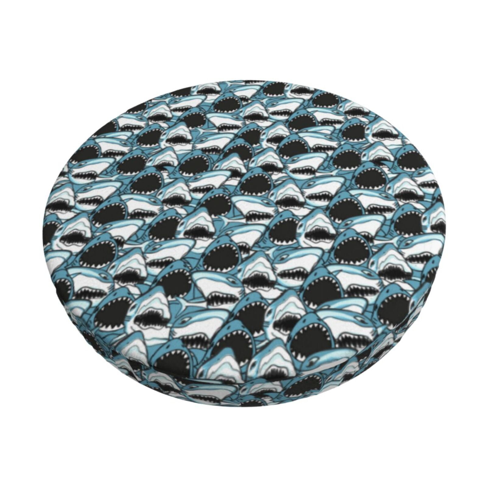 Gukieu Angry Shark Print Round Chair Cover, Dust-proof and Non-slip Bar ...