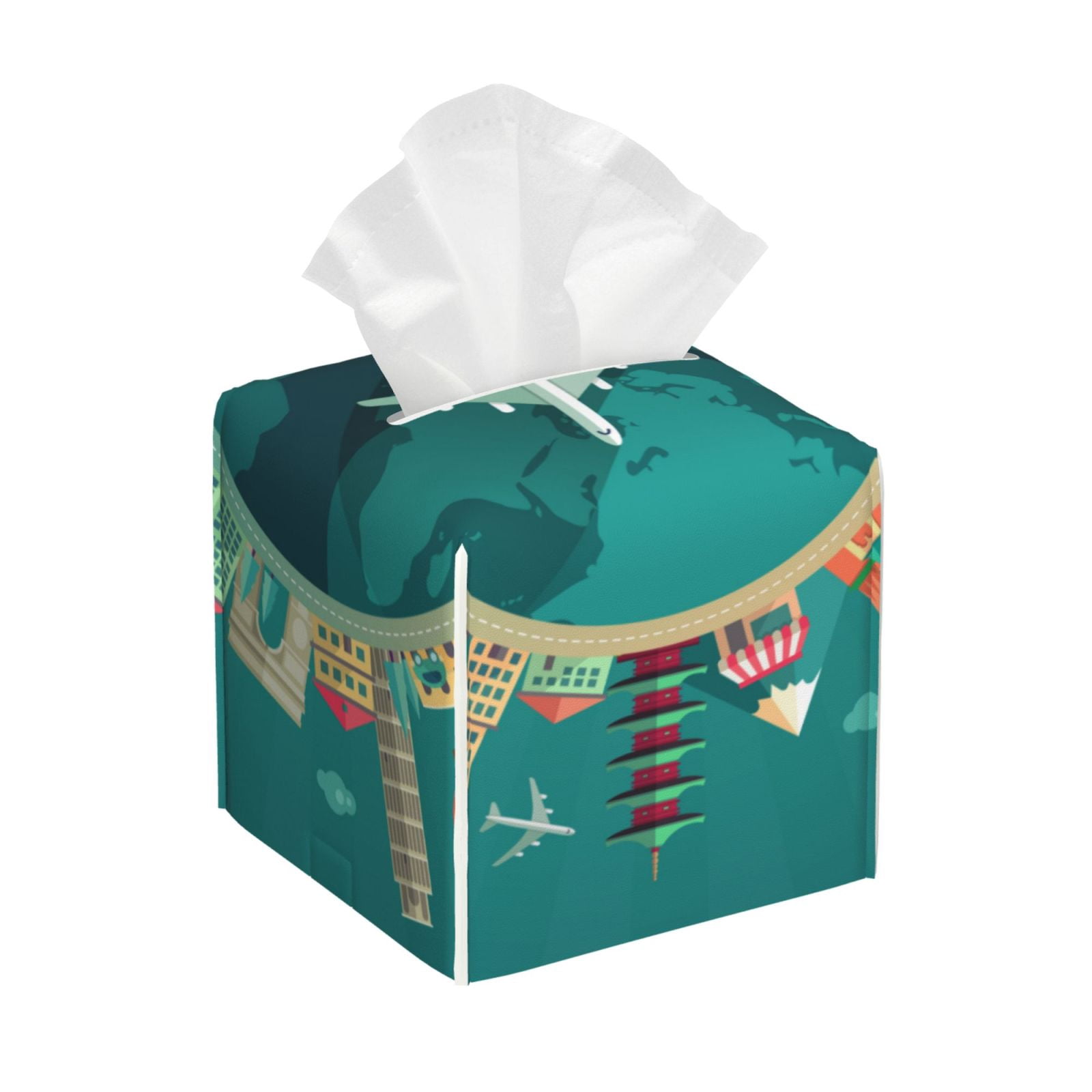 Gukieu Around The Planet Print Leather Tissue Box, PVC Waterproof ...