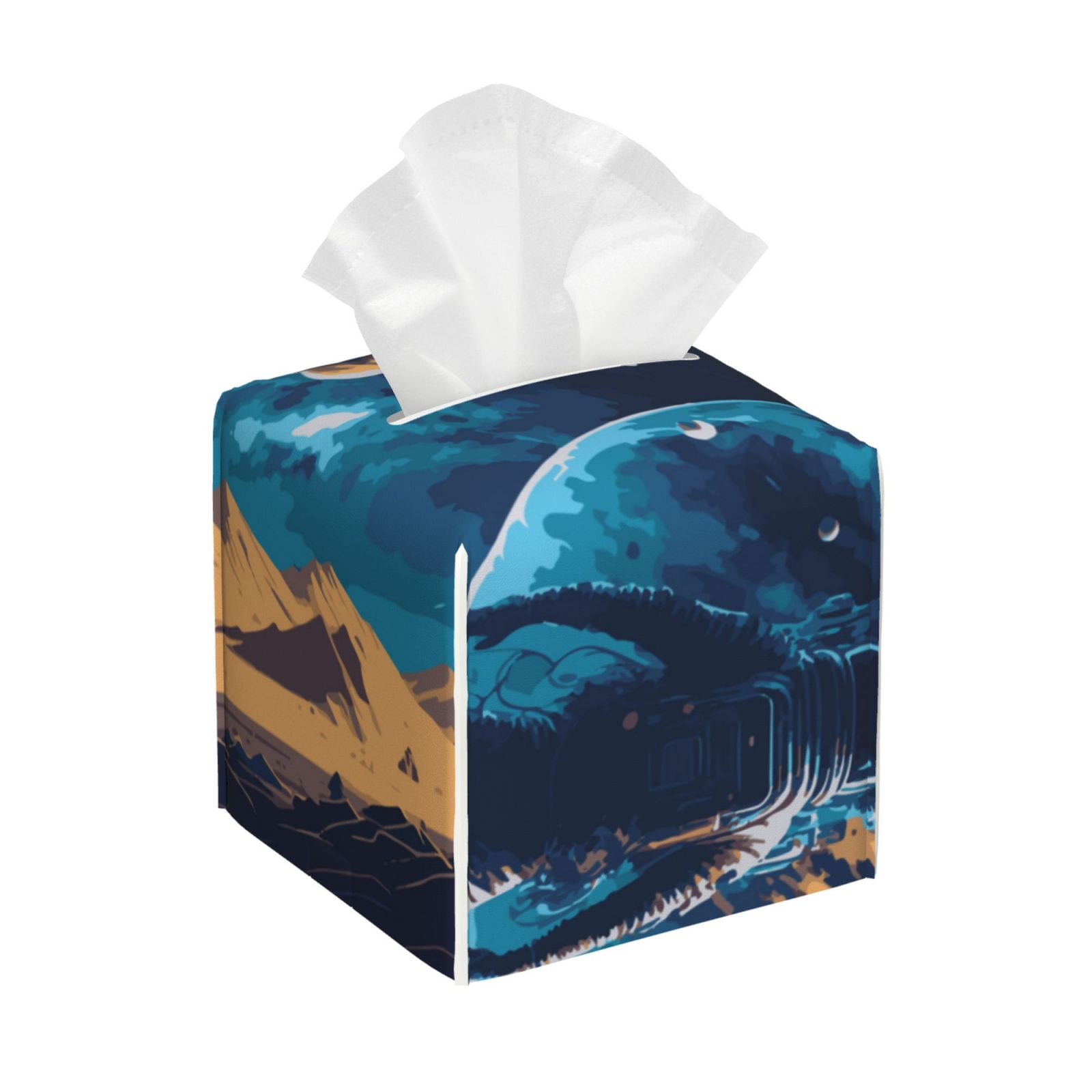 Gukieu Astronaut In A Space Suit On The Planet Print Leather Tissue Box ...