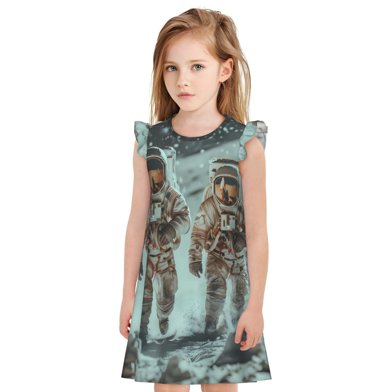 Gukieu Astronauts On Lunar Mission Print Girls' Flying Sleeves ...