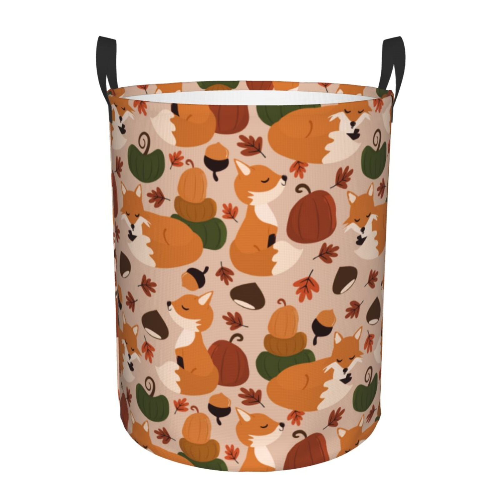 Gukieu Autumn Fox Pumpkin Lazy Print Round Dirty Clothes Bag ...
