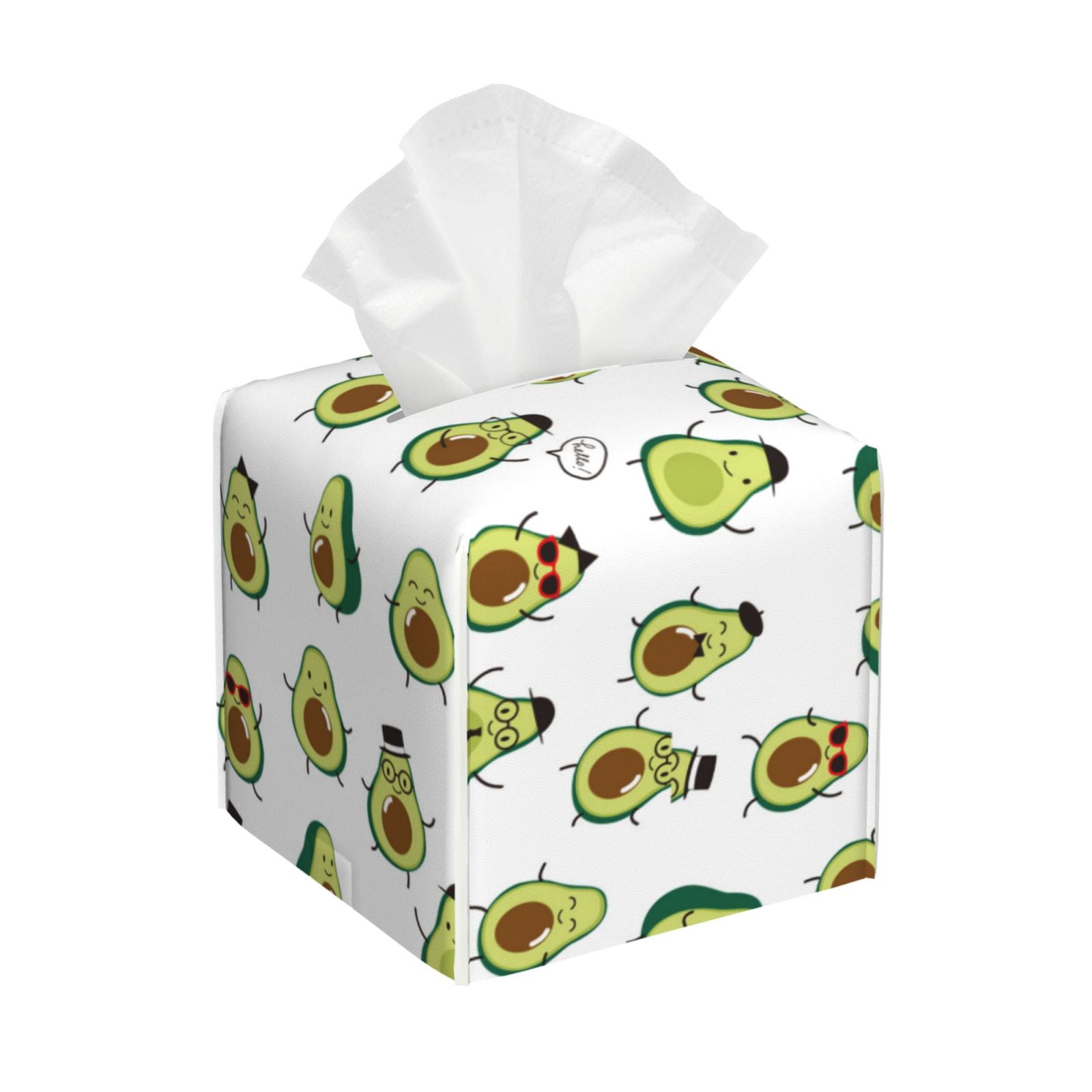 Gukieu Avocado Friends Print Leather Tissue Box, PVC Waterproof Velcro ...