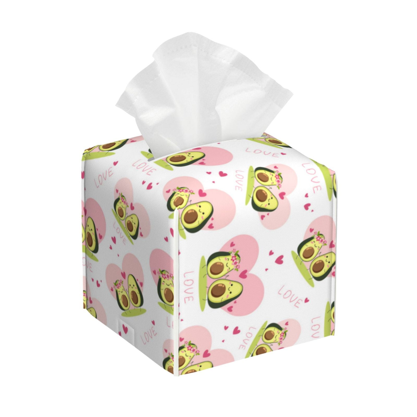 Gukieu Avocado Lovers Print Leather Tissue Box, PVC Waterproof Velcro ...