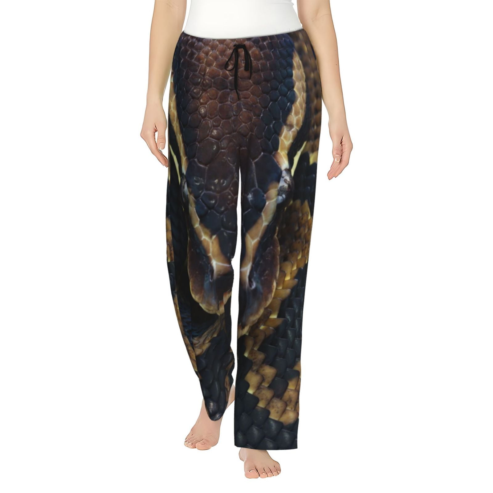 Gukieu Ball Phyton Snake Print Women's Home Trousers, with Pockets and ...