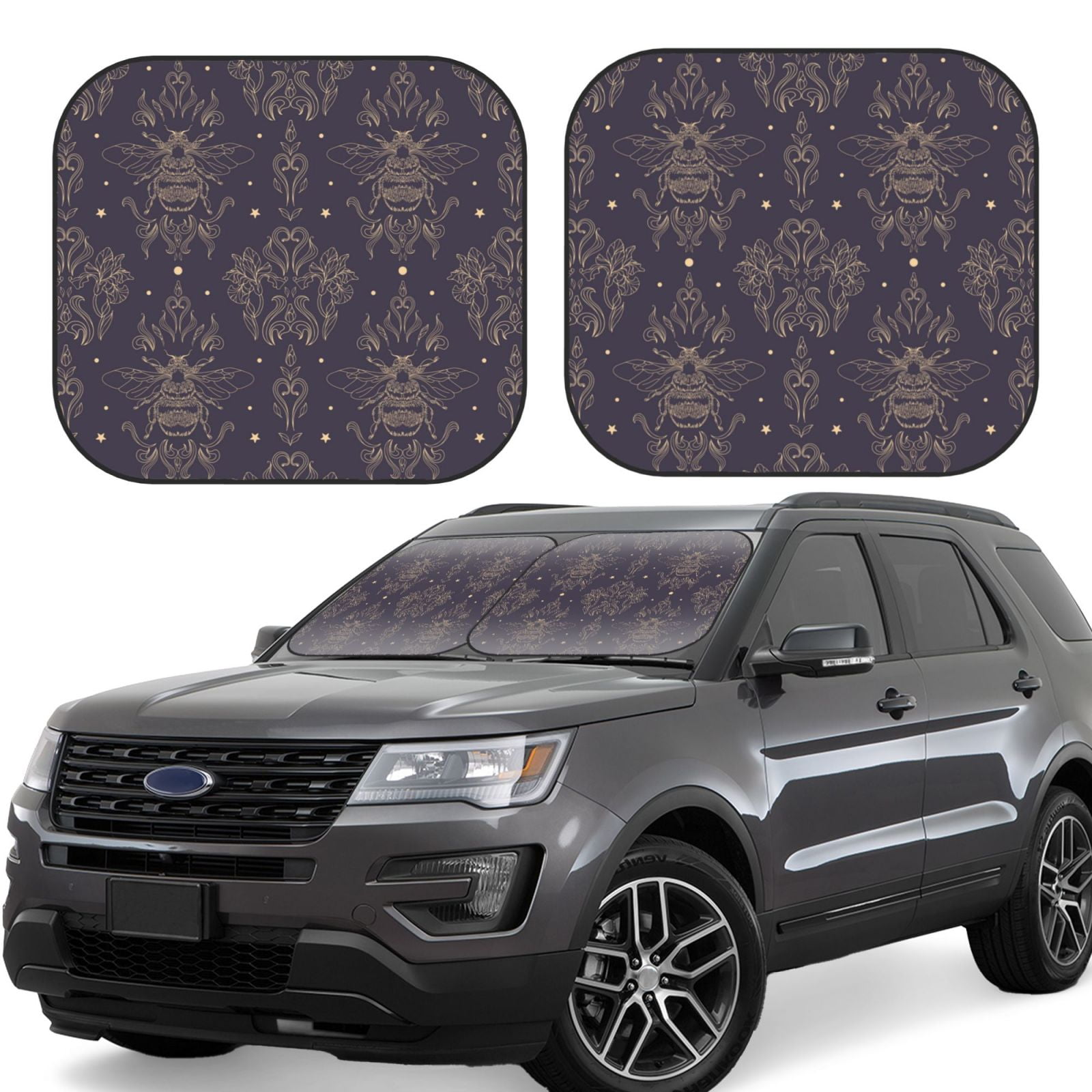 Gukieu Bee Print Car Windshield Sun Visor, Foldable Anti-UV Car Sun ...