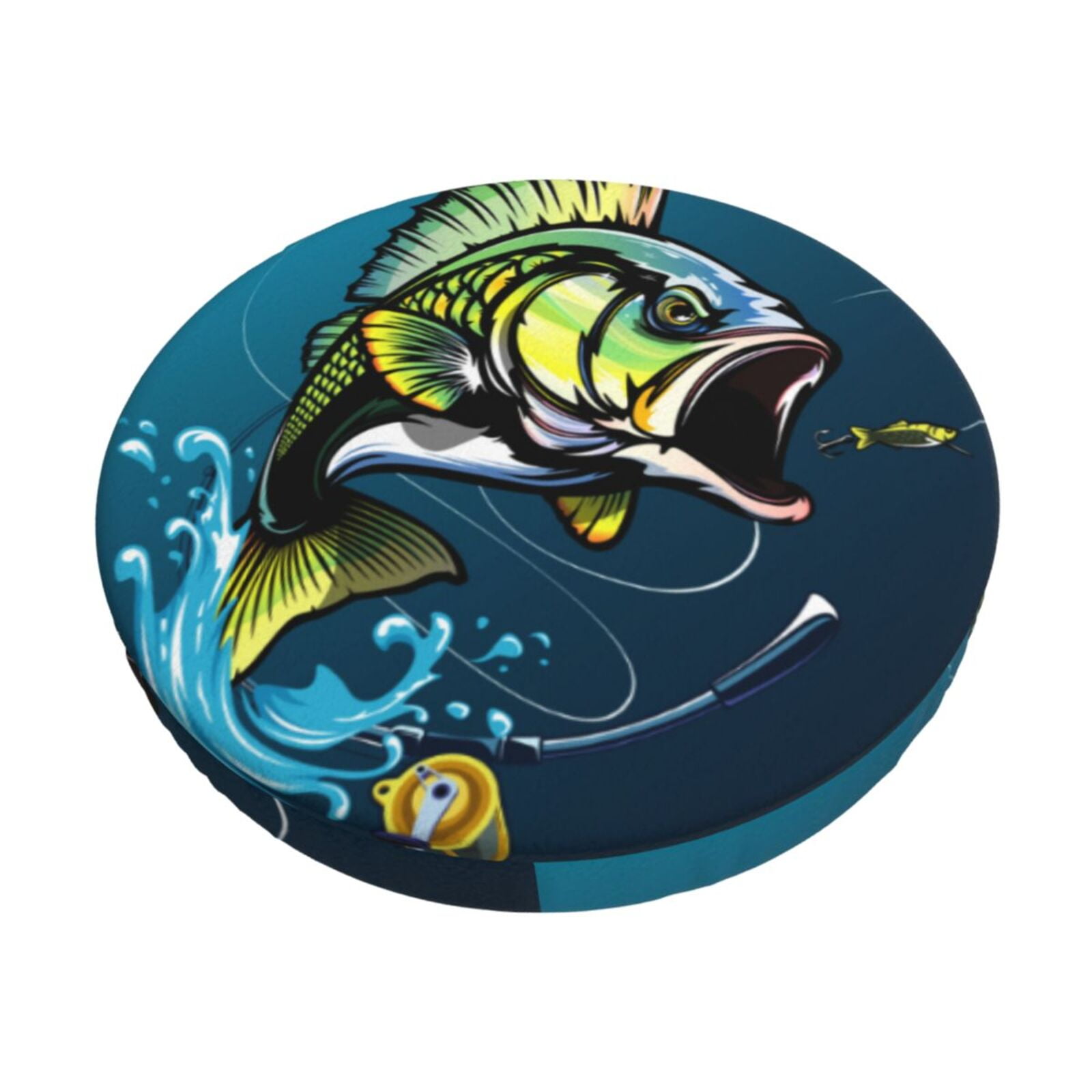 Gukieu Big bass fish1 Print Round Chair Cover, Dust-proof and Non-slip Bar Chair Protective ...