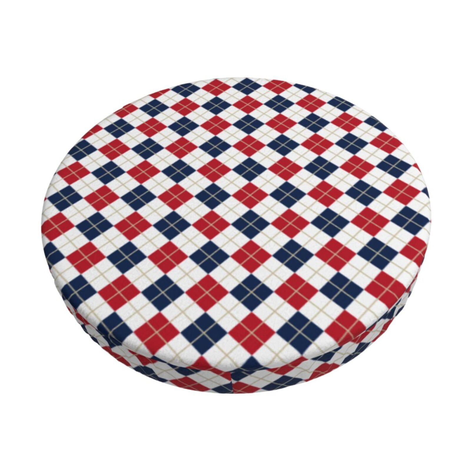 Gukieu Blue And Red Diamond Print Round Chair Cover, Dust-proof and Non ...