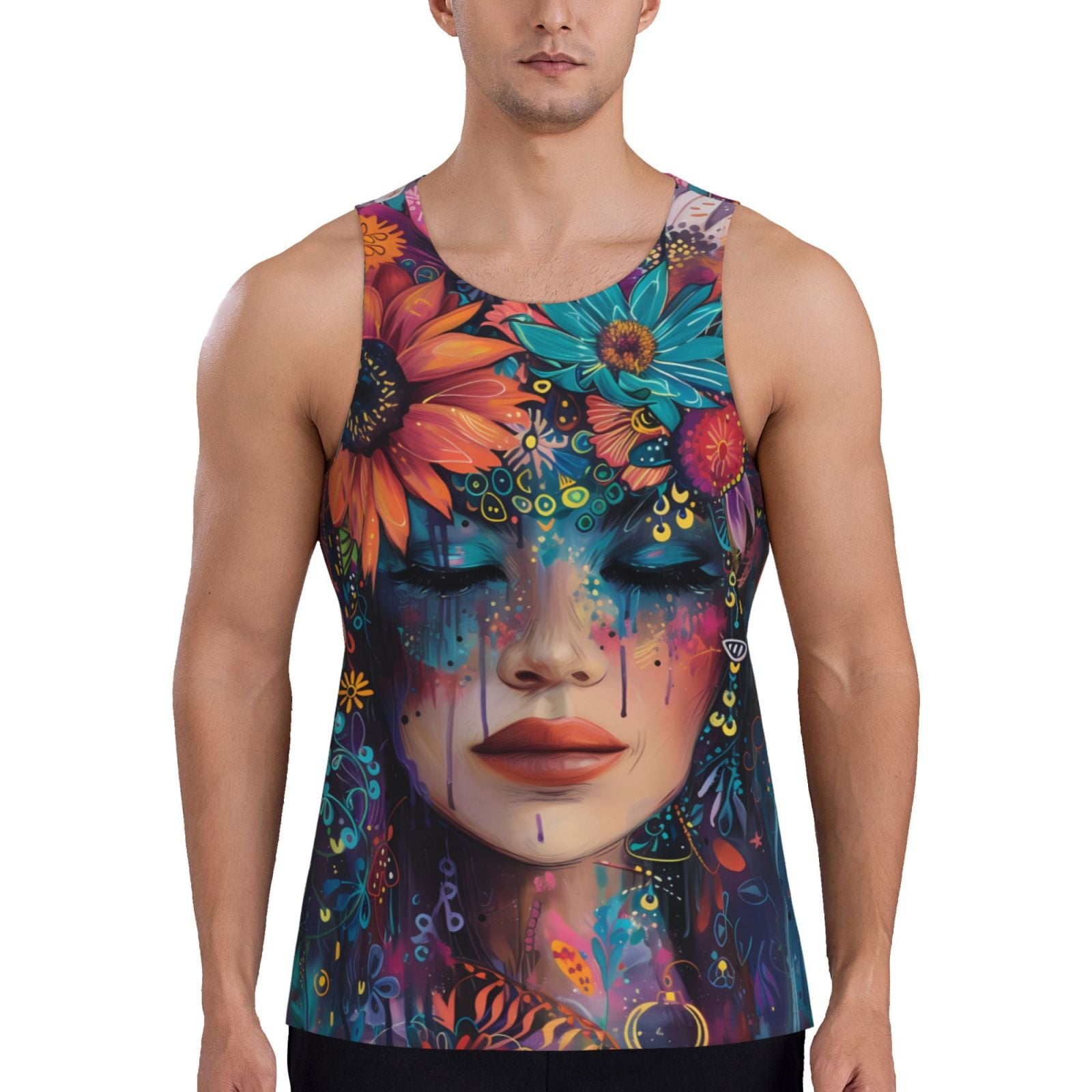 Gukieu Bohemian Colorful Flower Woman Print Men's Quick Dry Fitness ...