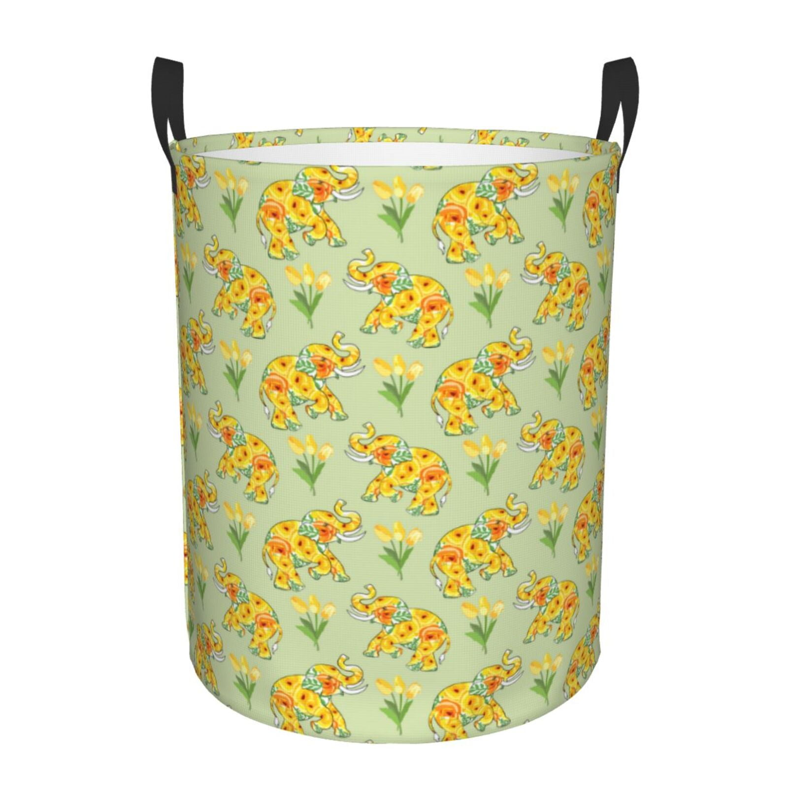 Gukieu Bright floral elephant Print Round Dirty Clothes Bag, Waterproof ...