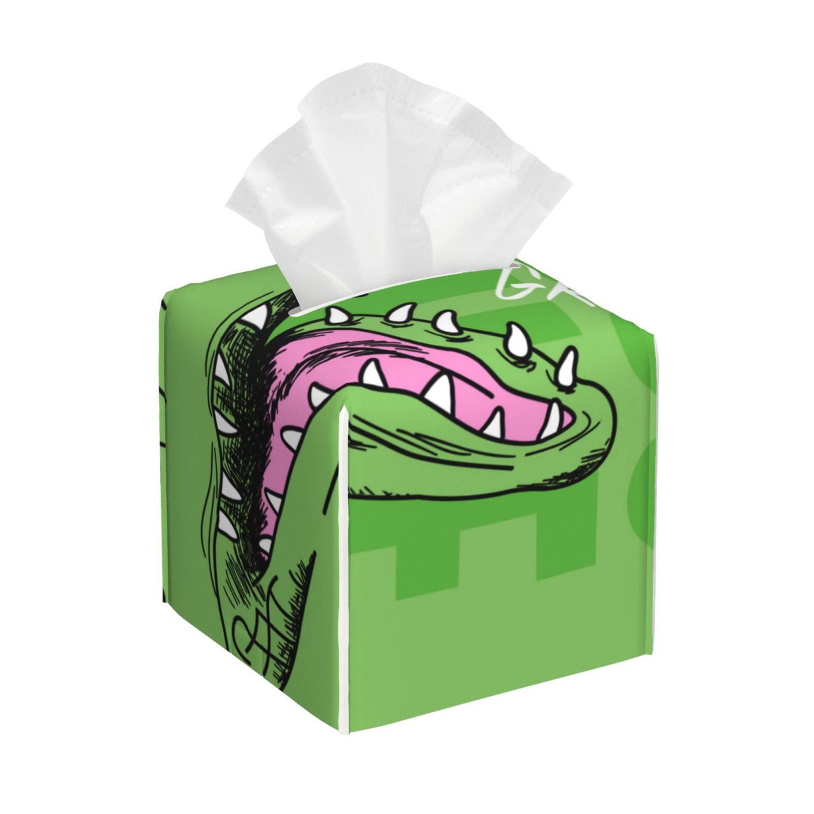 Gukieu CROCODILE HEAD Print Leather Tissue Box, PVC Waterproof Velcro ...