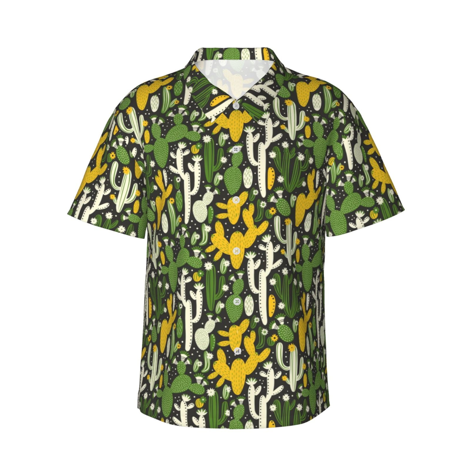 Gukieu Cactus 4 Print Men's Short-sleeved Shirts, Button-down Lapel ...