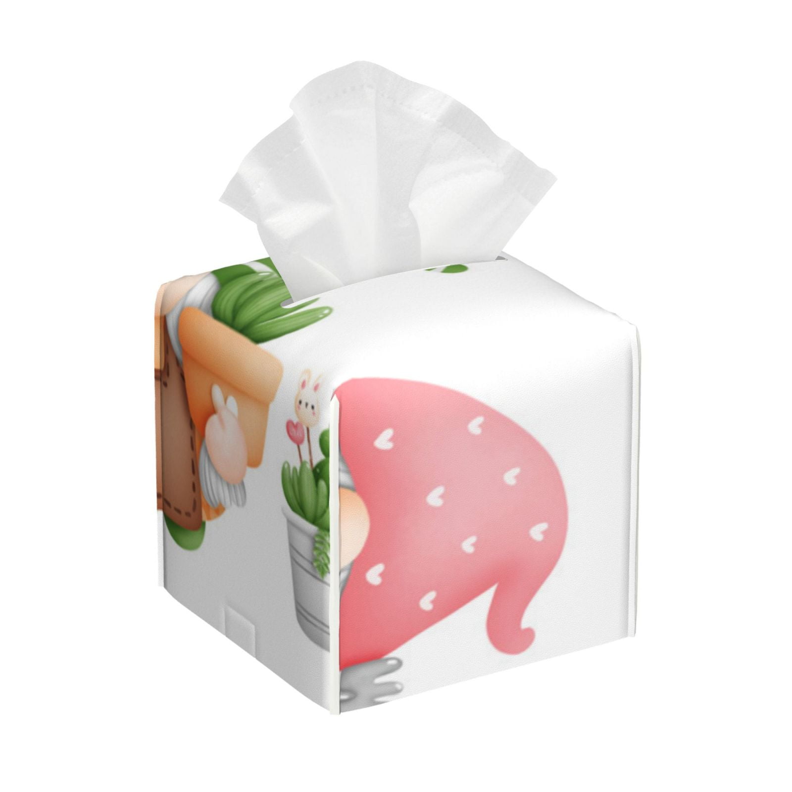 Gukieu Cactus Gnome Print Leather Tissue Box, PVC Waterproof Velcro ...