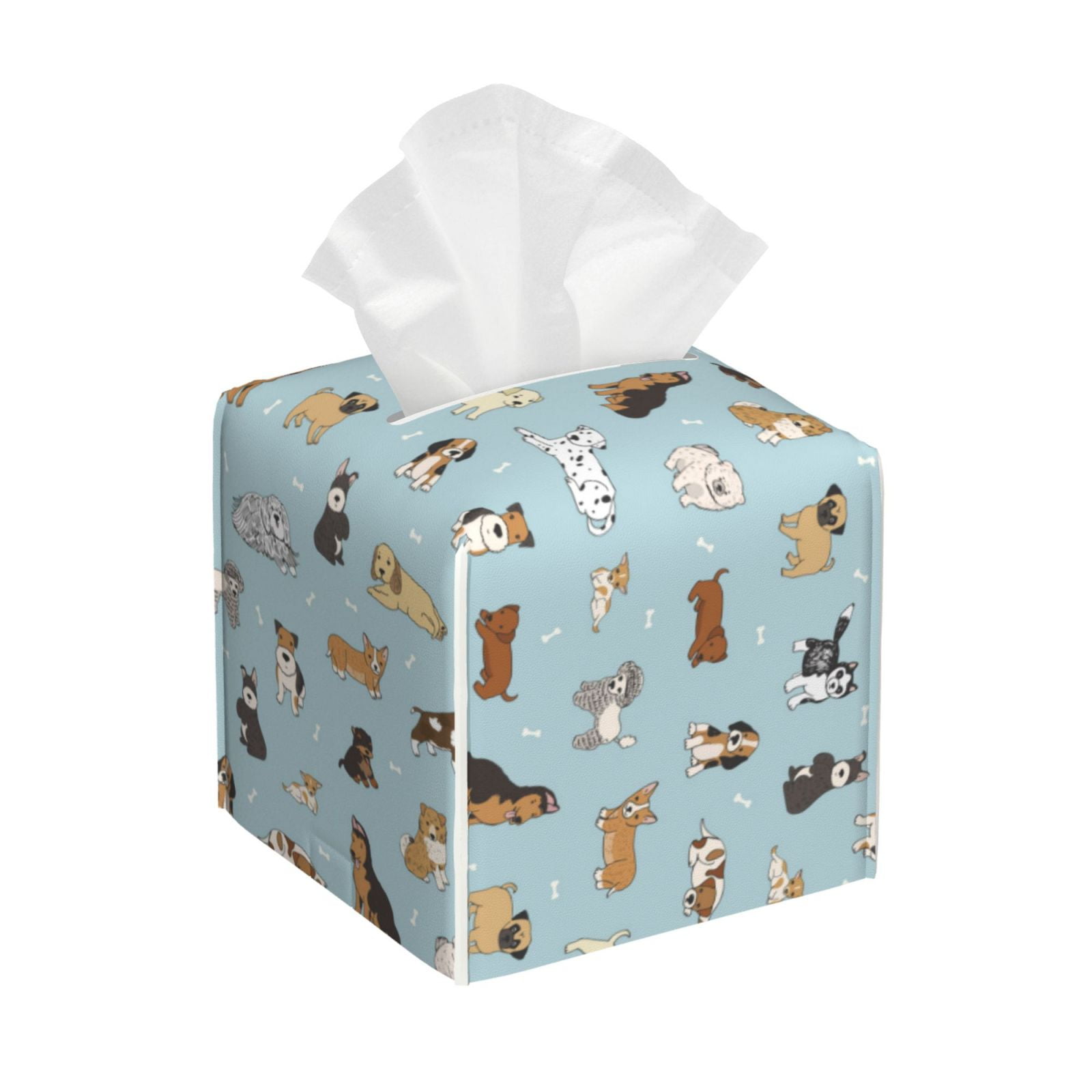 Gukieu Cartoon Doodle Puppy Print Leather Tissue Box, PVC Waterproof ...