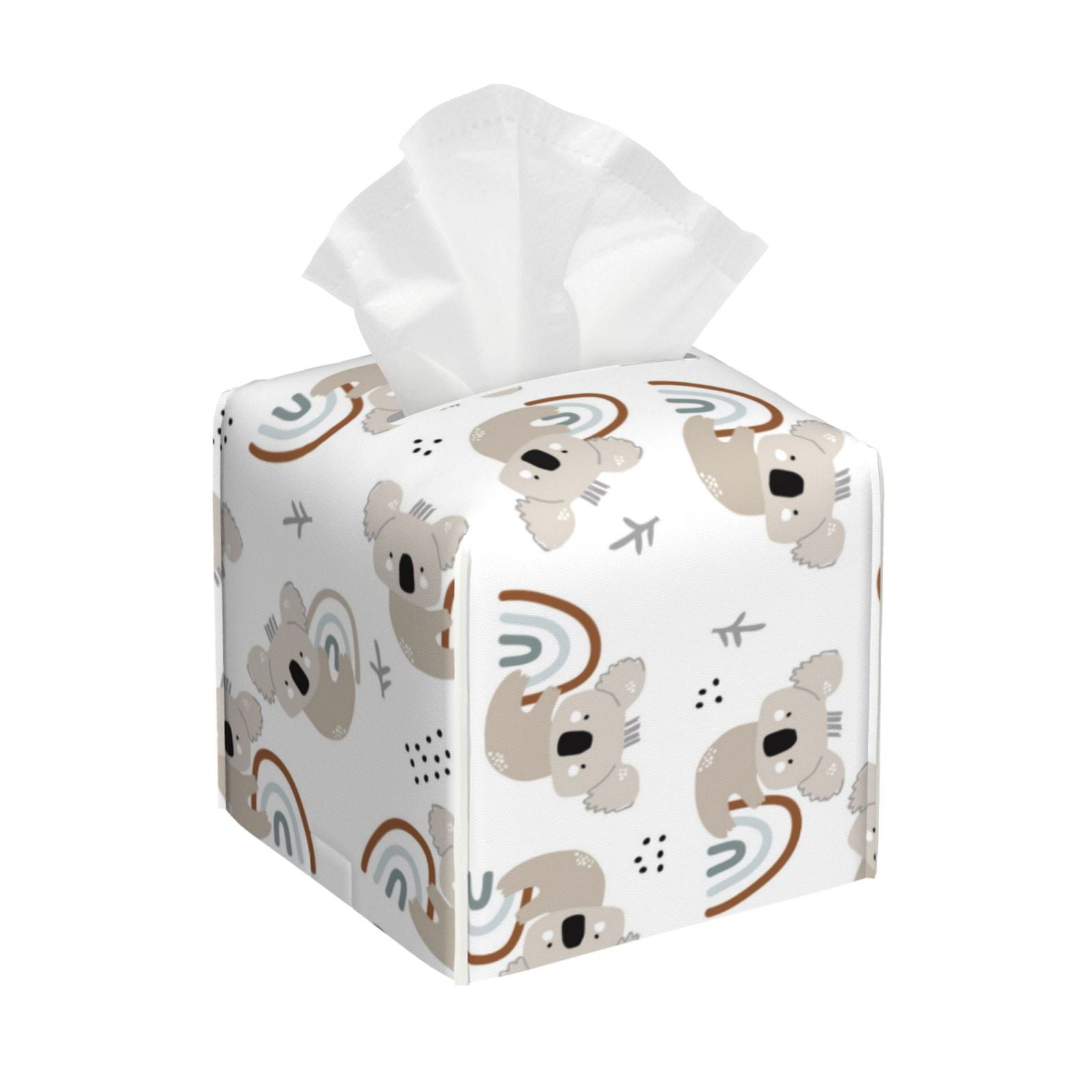 Gukieu Cartoon Koala Print Leather Tissue Box, PVC Waterproof Velcro ...