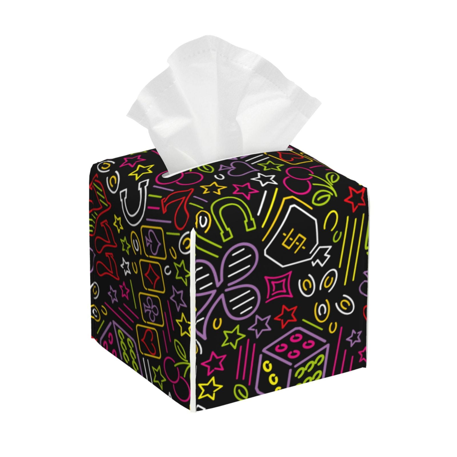 Gukieu Casino Icons Print Leather Tissue Box, PVC Waterproof Velcro ...