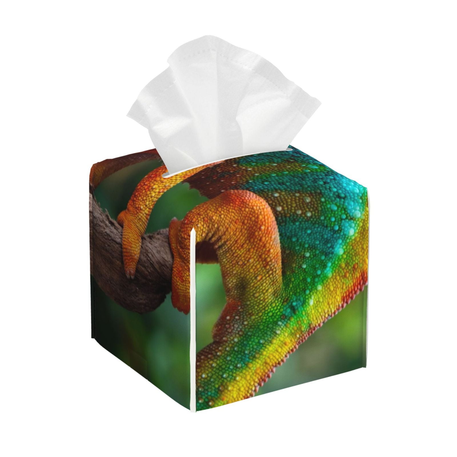 Gukieu Chameleon Print Leather Tissue Box, PVC Waterproof Velcro ...