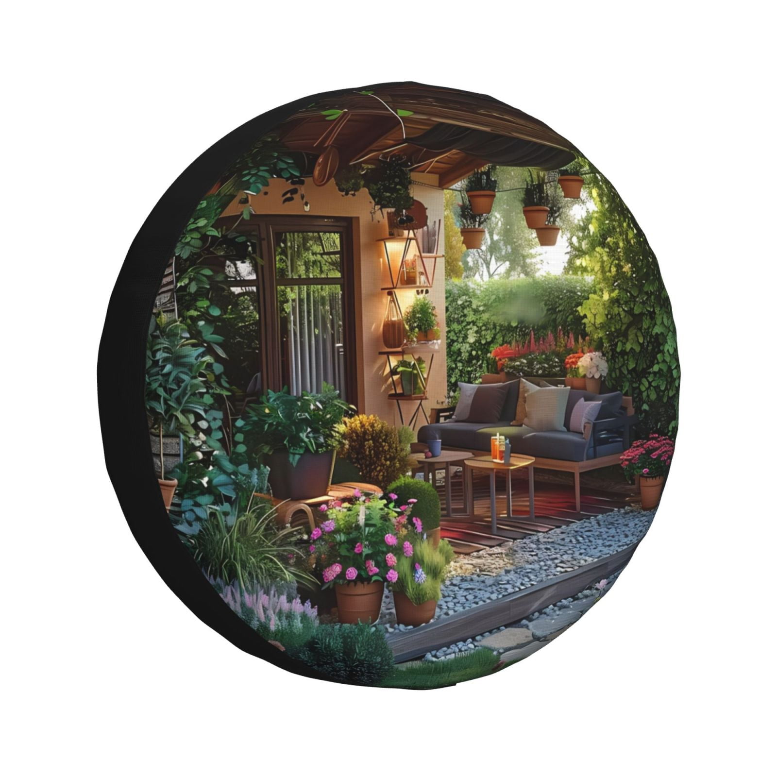 Gukieu Charming Garden Patio Print Car Tire Cover, Adjustable ...